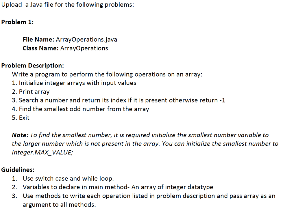 Solved Upload a Java file for the following problems: | Chegg.com