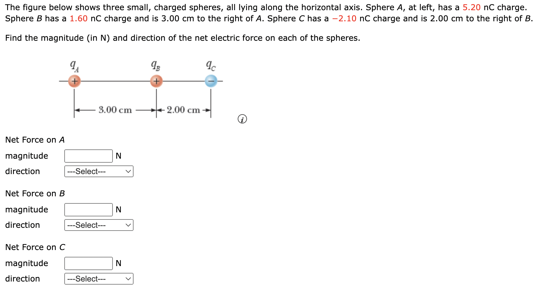 Solved The figure below shows three small, charged spheres, | Chegg.com