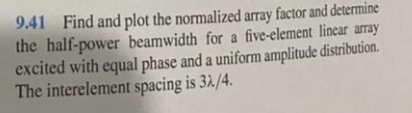 Solved 9.41 Find and plot the normalized array factor and | Chegg.com