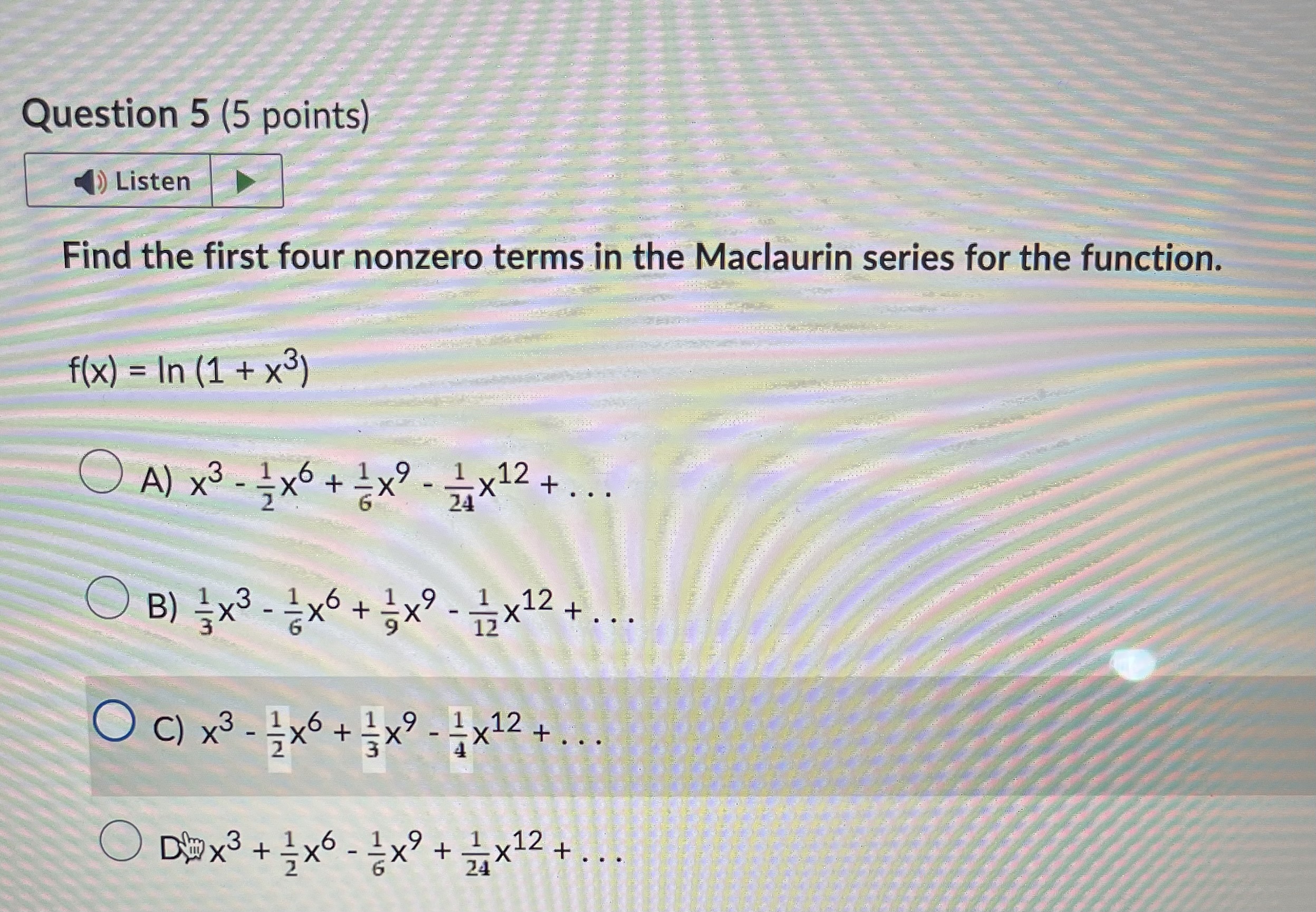Solved Find the first four nonzero terms in the Maclaurin | Chegg.com