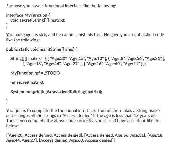 Solved Suppose You Have A Functional Interface Like The Chegg