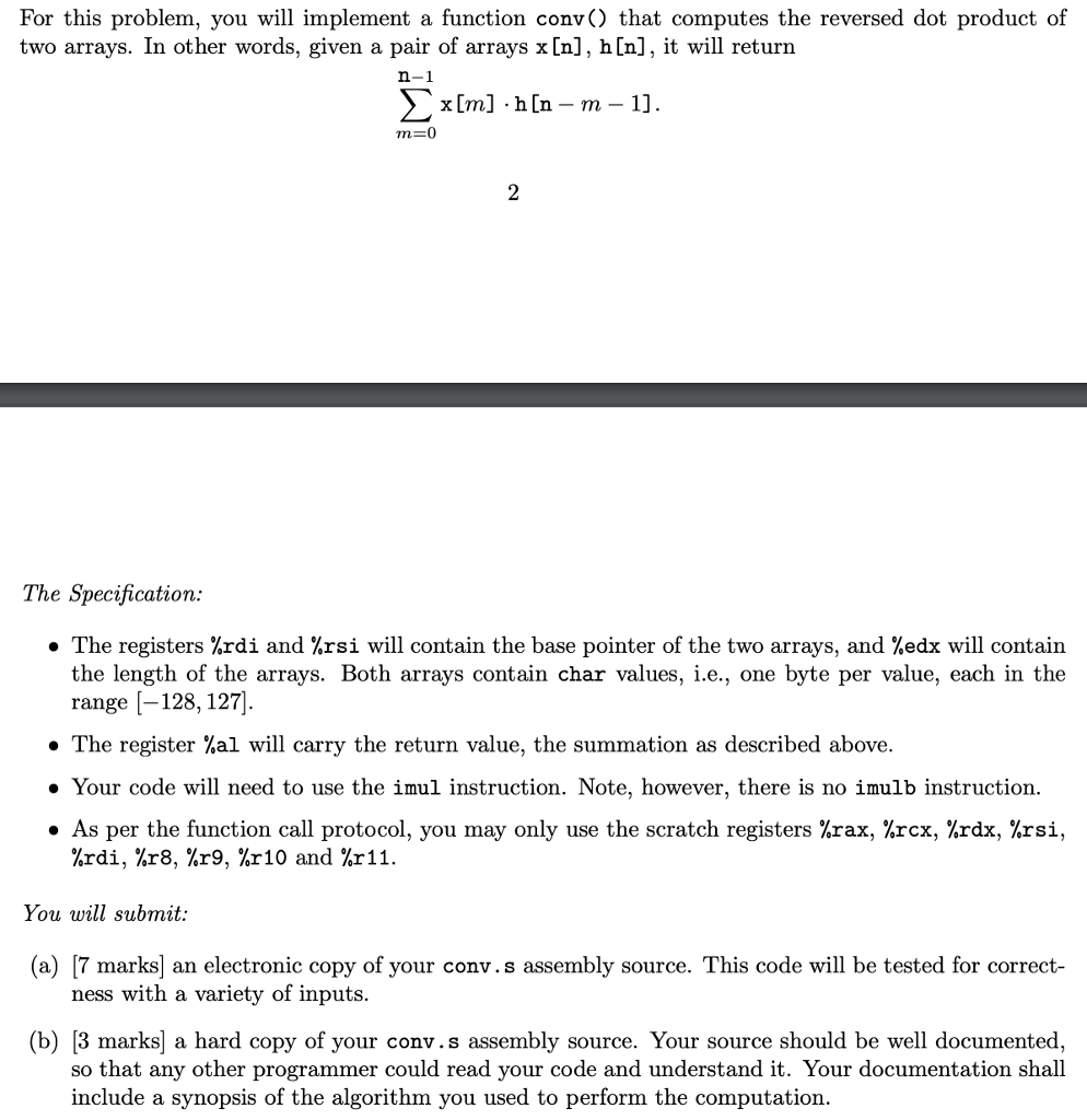 For this problem, you will implement a function conv) | Chegg.com