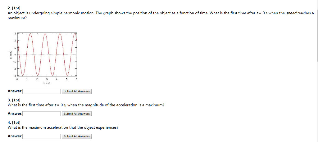 Solved 2. [1pt] An object is undergoing simple harmonic | Chegg.com