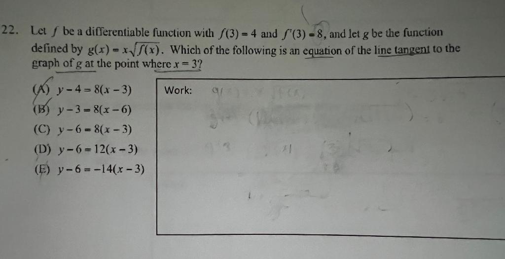 Solved 2. Let f be a differentiable function with f(3)=4 and | Chegg.com