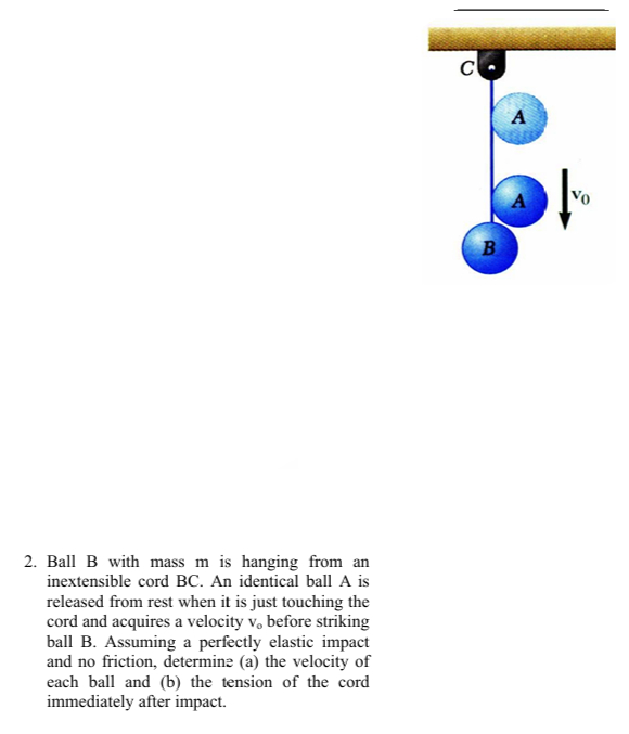Solved 2. ﻿Ball \( ﻿B \) ﻿with mass \( ﻿m \) ﻿is hanging | Chegg.com