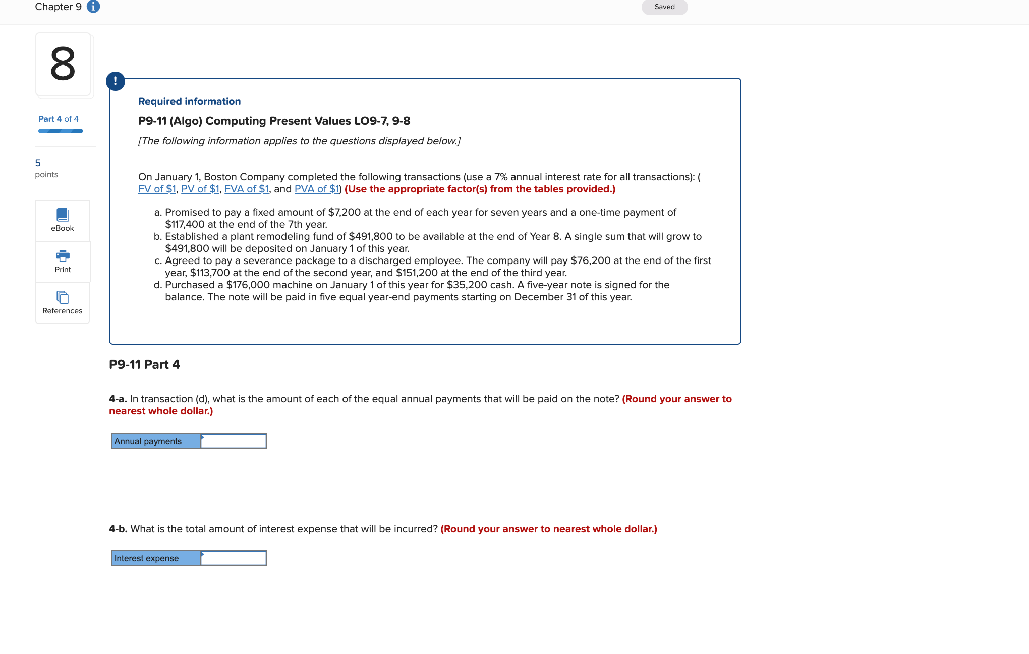 Solved 5 Part 1 of 4 Required information P9-11 (Algo) | Chegg.com