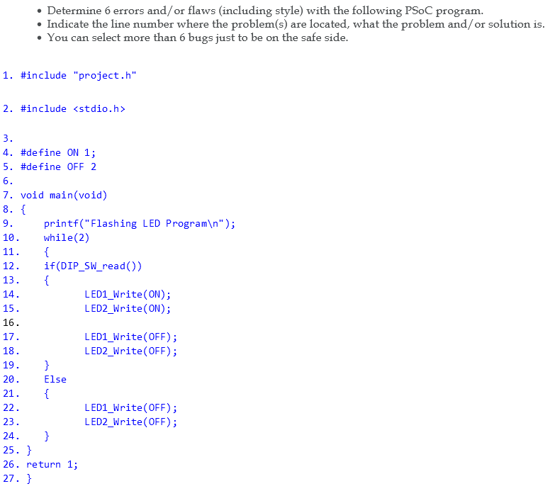 Solved Determine 6 errors and/or flaws (including style) | Chegg.com