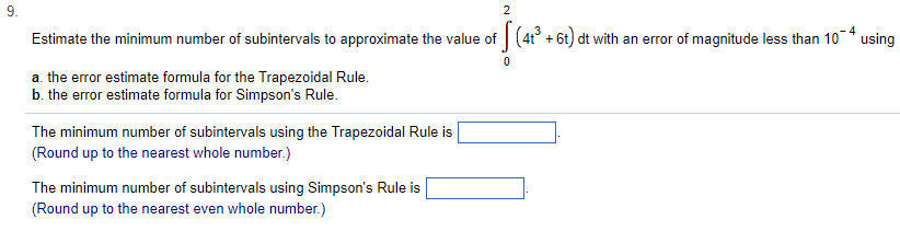 [solved] Estimate The Minimum Number Of Subintervals To A