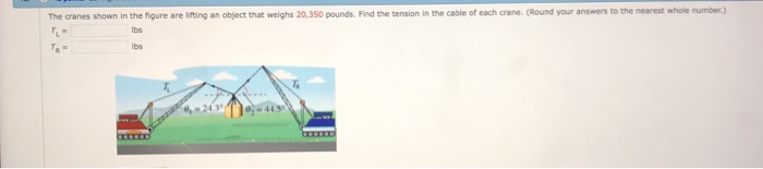 Solved The cranes shown in the figure are lifting an object | Chegg.com