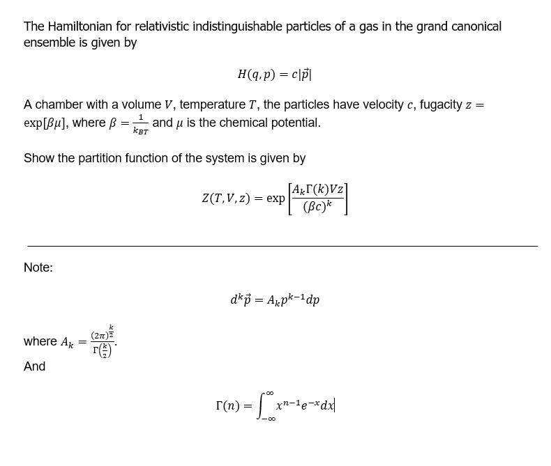 Solved The Hamiltonian for relativistic indistinguishable | Chegg.com