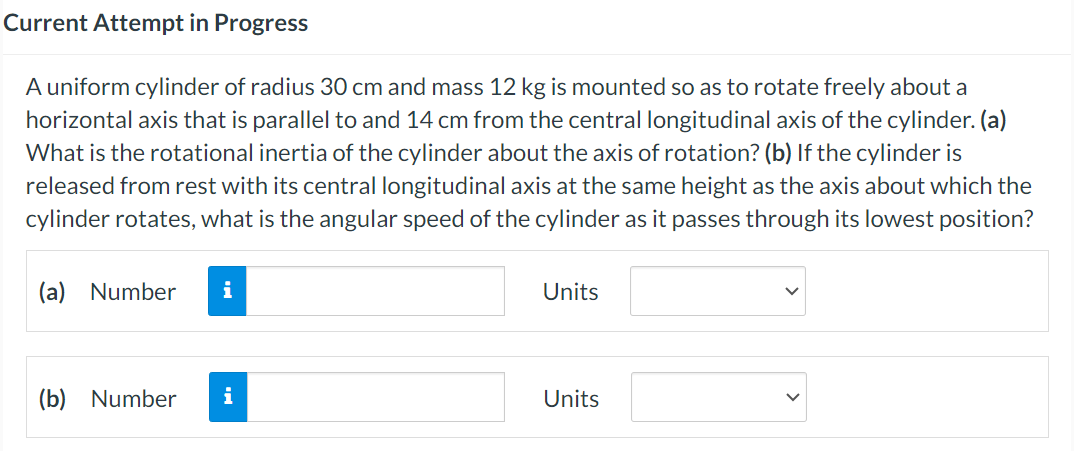 Solved Current Attempt in ProgressA uniform cylinder of | Chegg.com