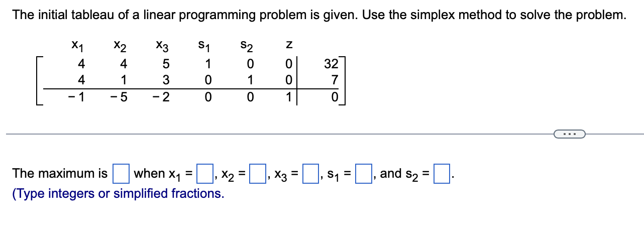 Solved ⎣⎡x144−1x241−5x353−2 s1100 s2010z0013270⎦⎤ The | Chegg.com