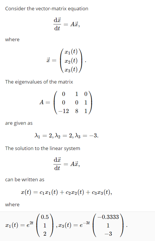 Solved Consider the vector-matrix equation dz dt Az, where | Chegg.com