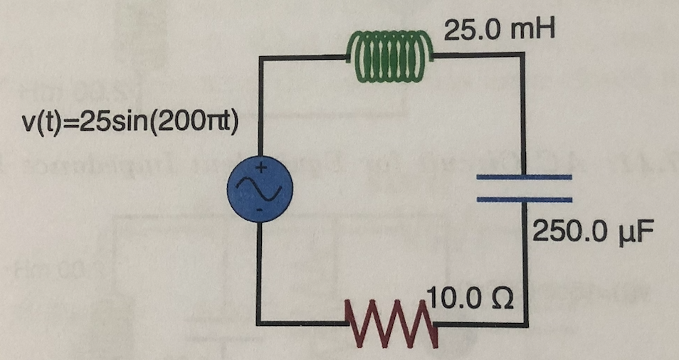 Solved A) Determine the phasors Vs, Is, Vl, Vr, Vc for the | Chegg.com