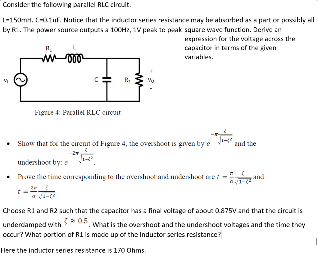 Solved Consider the following parallel RLC circuit. L=150mH. | Chegg.com