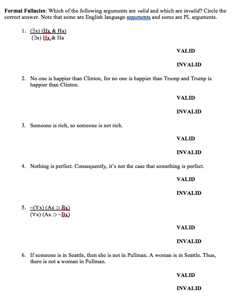 Solved Formal Fallacies: Which of the following arguments | Chegg.com