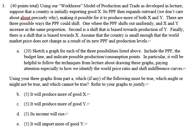 Solved 3. (40 points total) Using our “Workhorse" Model of | Chegg.com