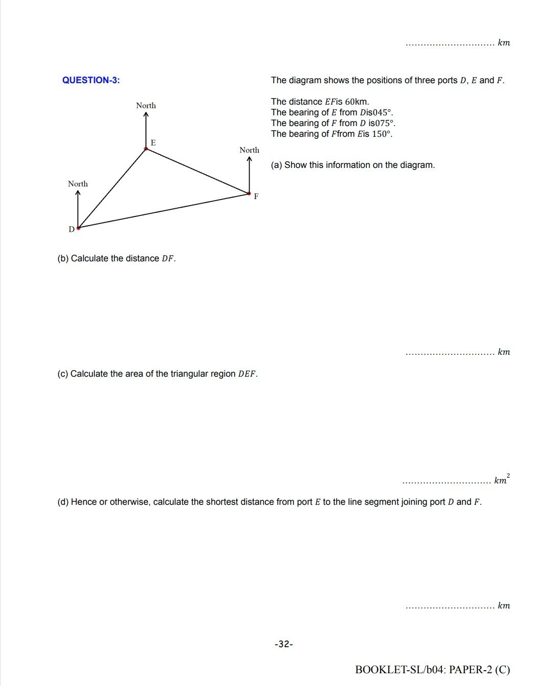 Solved km QUESTION-3: The diagram shows the positions of | Chegg.com