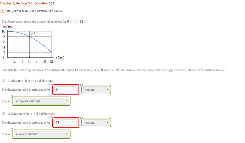 Solved Chapter 5, Section 5.1, Question 002 Your answer is | Chegg.com
