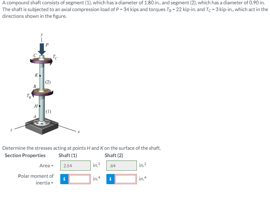 Solved A compound shaft consists of segment (1), which has a | Chegg.com