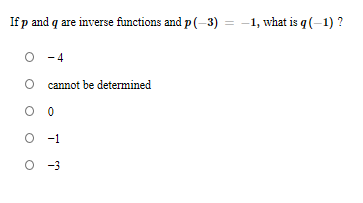 Solved If p and q are inverse functions and p(-3) = -1, what | Chegg.com