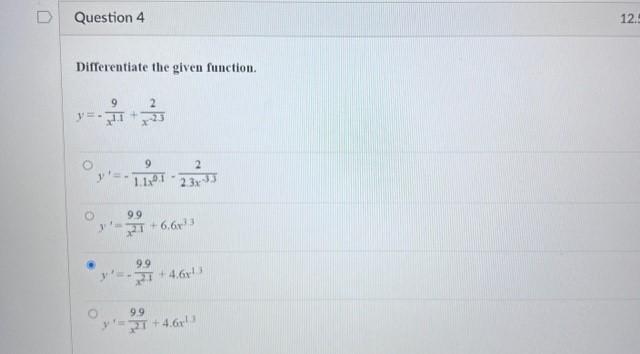 Solved Differentiate the given function. | Chegg.com