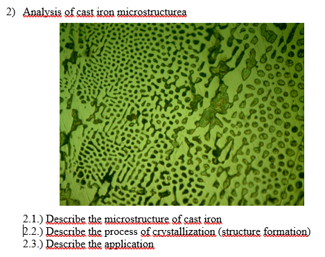 Solved Analysis of cast iron microstructurea 2.1.) Describe | Chegg.com