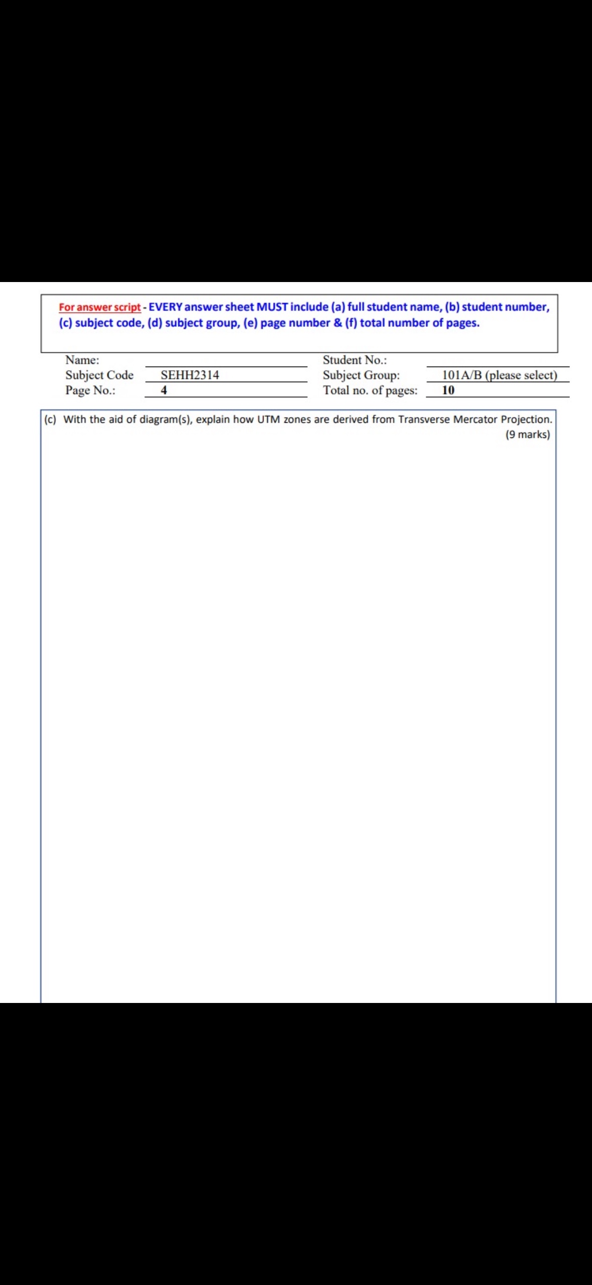 Solved For answer script - EVERY answer sheet MUST include | Chegg.com