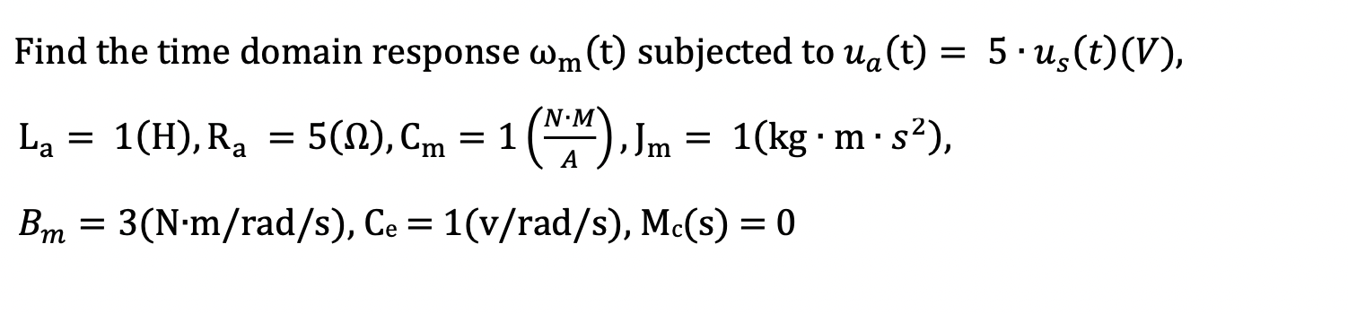 Find the time domain response ωm(t) subjected to | Chegg.com