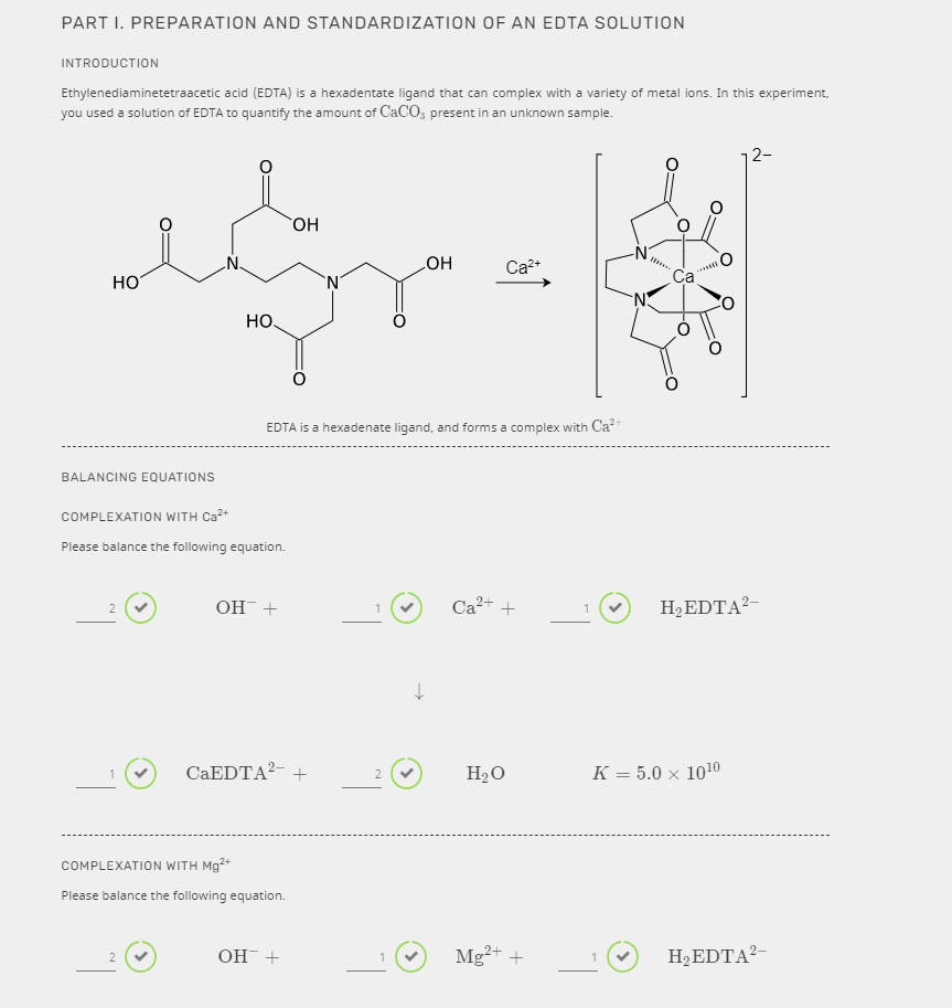 Solved PART I. PREPARATION AND STANDARDIZATION OF AN EDTA | Chegg.com