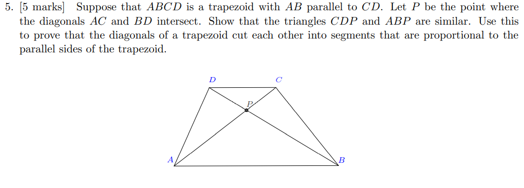 Solved 5. [5 marks] Suppose that ABCD is a trapezoid with AB | Chegg.com