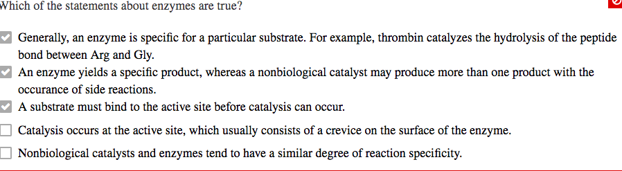 Solved Which of the statements about enzymes are true? | Chegg.com