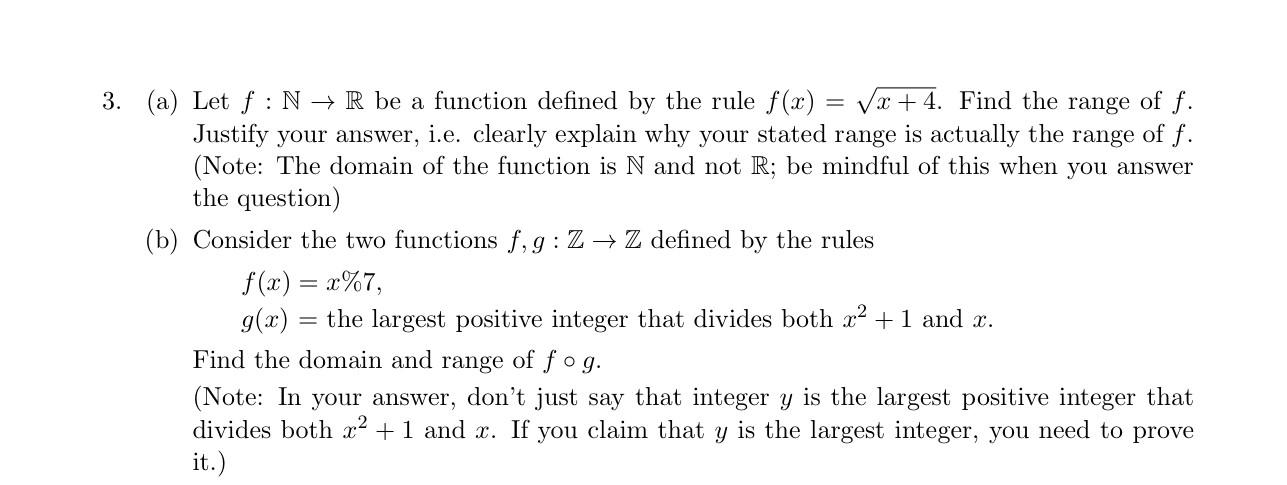 Solved : = 3. (a) Let f:N + R be a function defined by the | Chegg.com