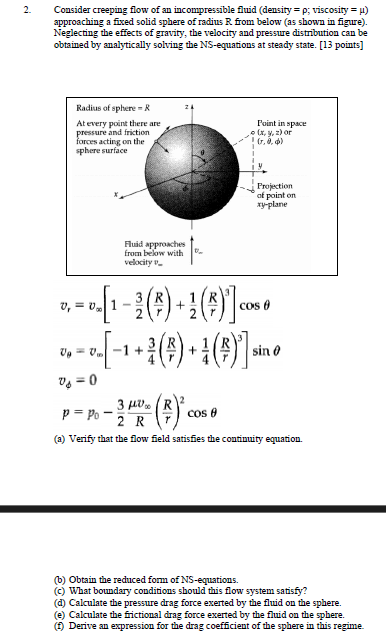 Consider creeping flow of an incompressible fluid | Chegg.com