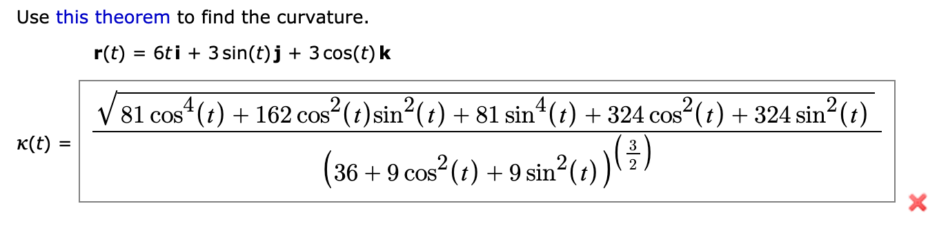 Solved Use this theorem to find the curvature. r(t) = 6ti + | Chegg.com