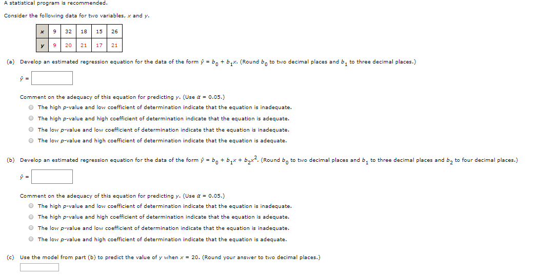 Solved A statistical program is recommended. Consider the | Chegg.com