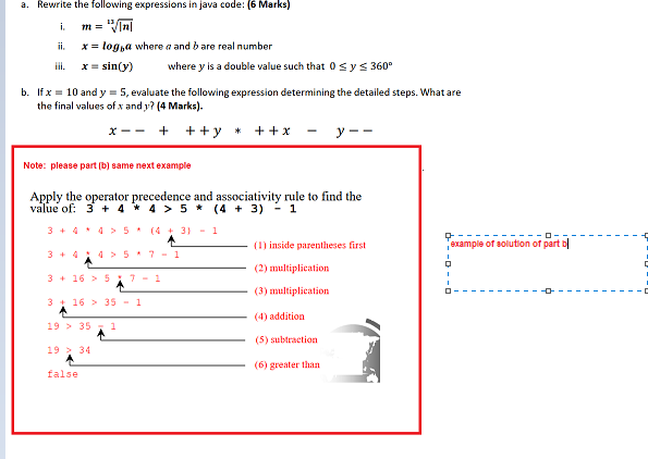 Solved a. Rewrite the following expressions in java code: (6 | Chegg.com