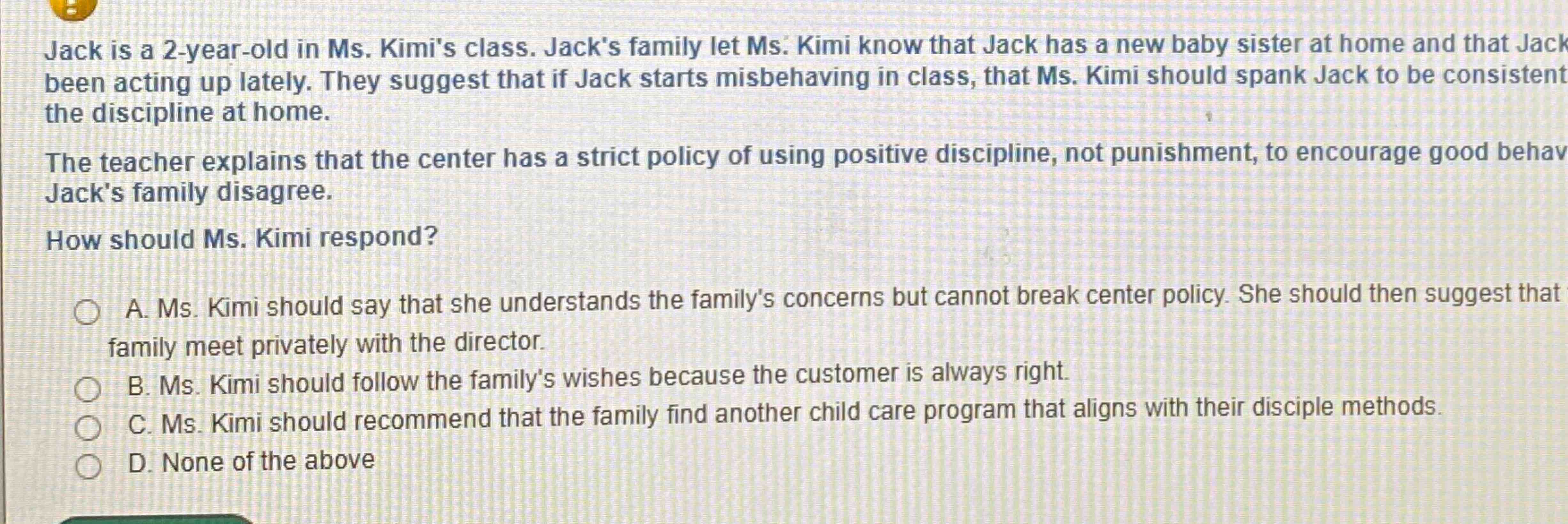 Solved Jack is a 2-year-old in Ms. ﻿Kimi's class. Jack's | Chegg.com