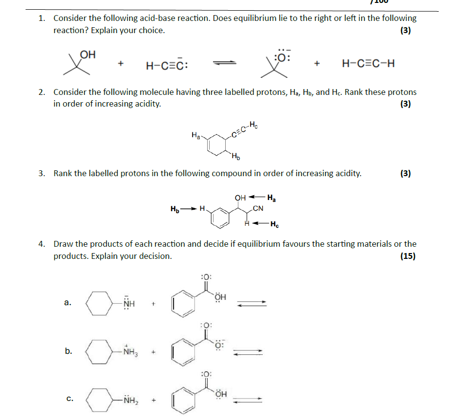 1. ﻿Consider the following acid-base reaction. Does | Chegg.com