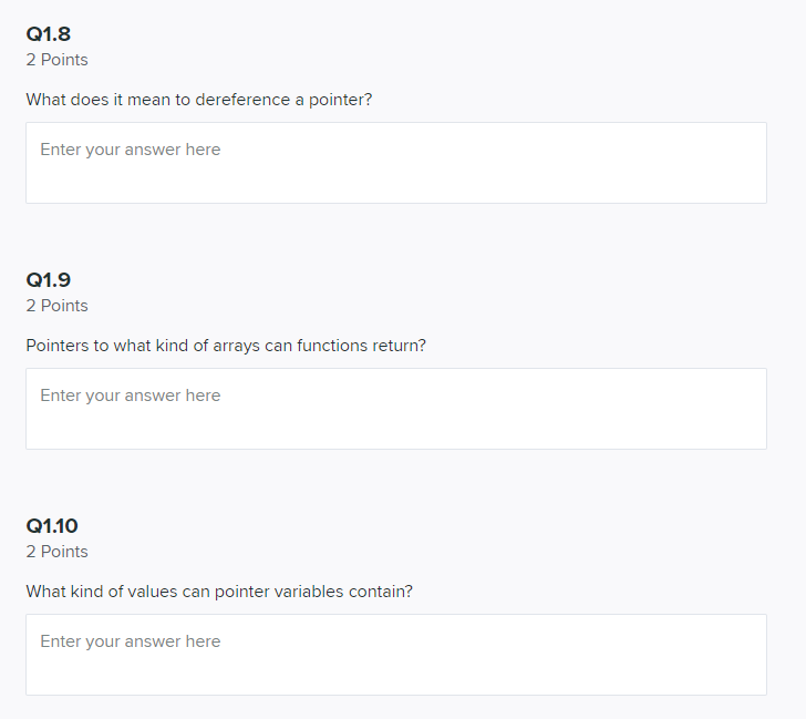 Solved Q1.8 2 Points What does it mean to dereference a | Chegg.com