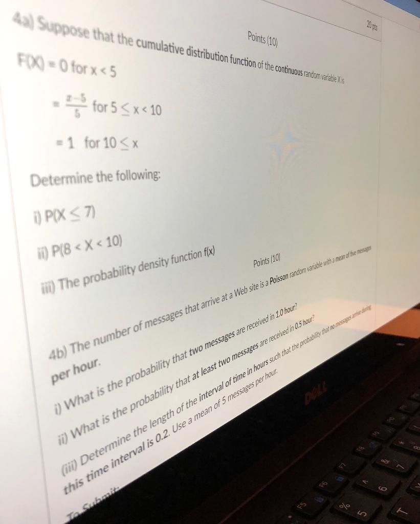 Solved 4) Suppose that the cumulative distribution function | Chegg.com