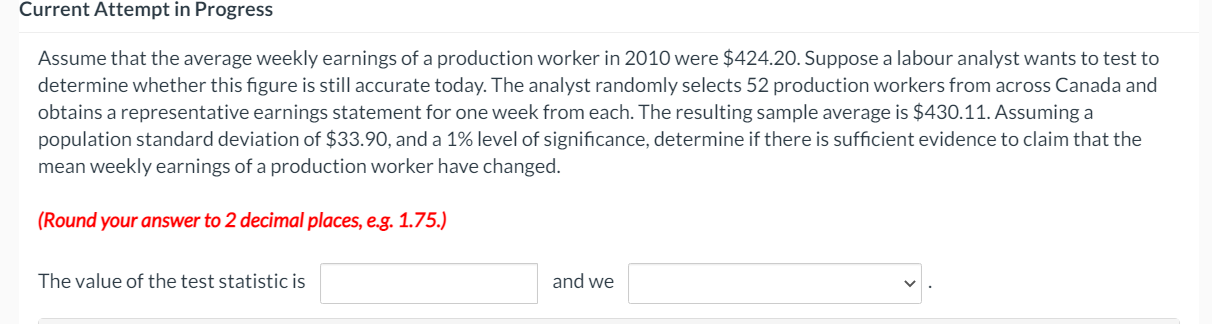Solved Current Attempt in Progress Assume that the average | Chegg.com