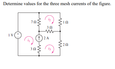Solved Determine values for the three mesh currents of the | Chegg.com