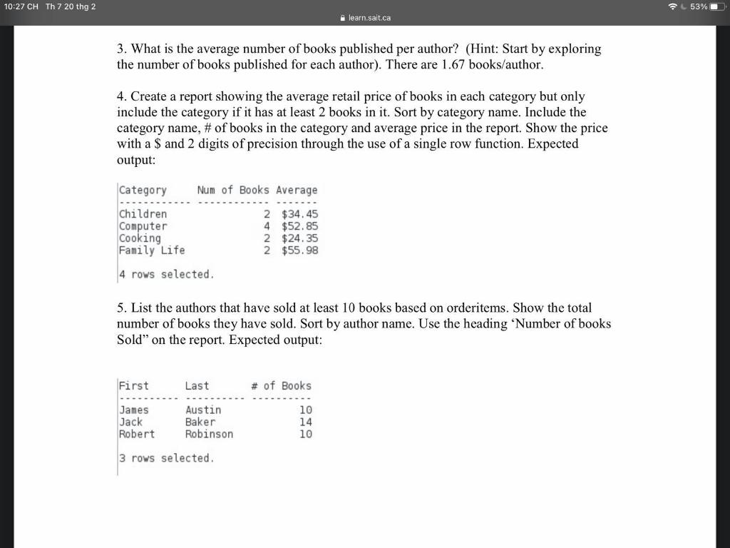 Solved Create the SQL script for the following questions | Chegg.com