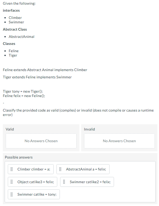 Solved Given the following: interfaces - Climber - Swimmer | Chegg.com