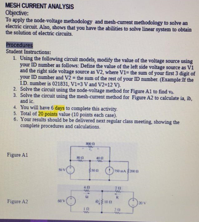 Solved MESH CURRENT ANALYSIS Objective: To apply the | Chegg.com