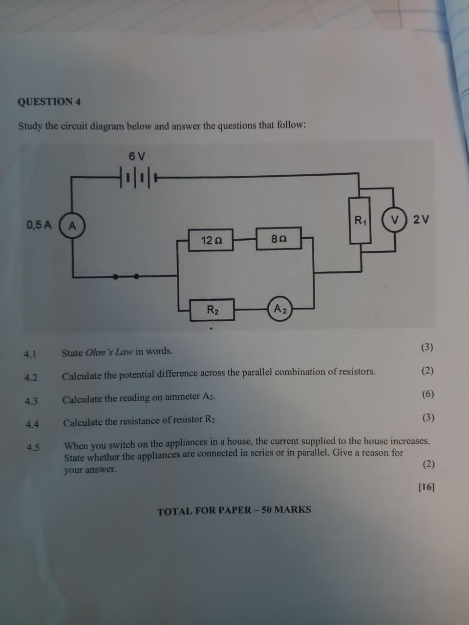 Solved QUESTION 4 Study the circuit diagram below and answer | Chegg.com
