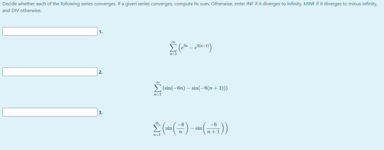 Solved Decide whether each of the following series | Chegg.com