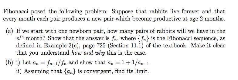 Solved Fibonacci Posed The Following Problem Suppose That