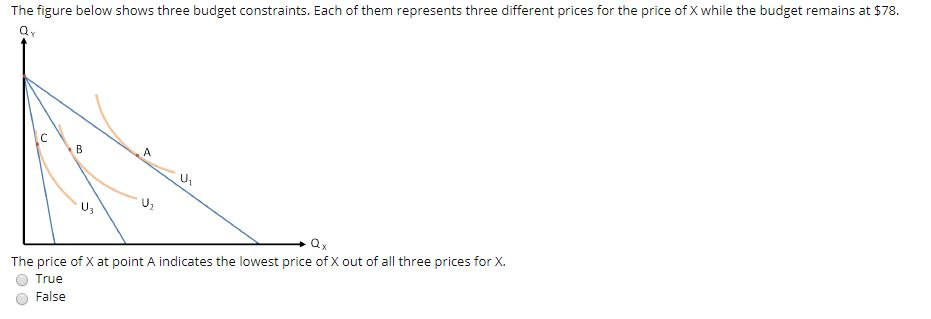 Solved The figure below shows three budget constraints. Each | Chegg.com